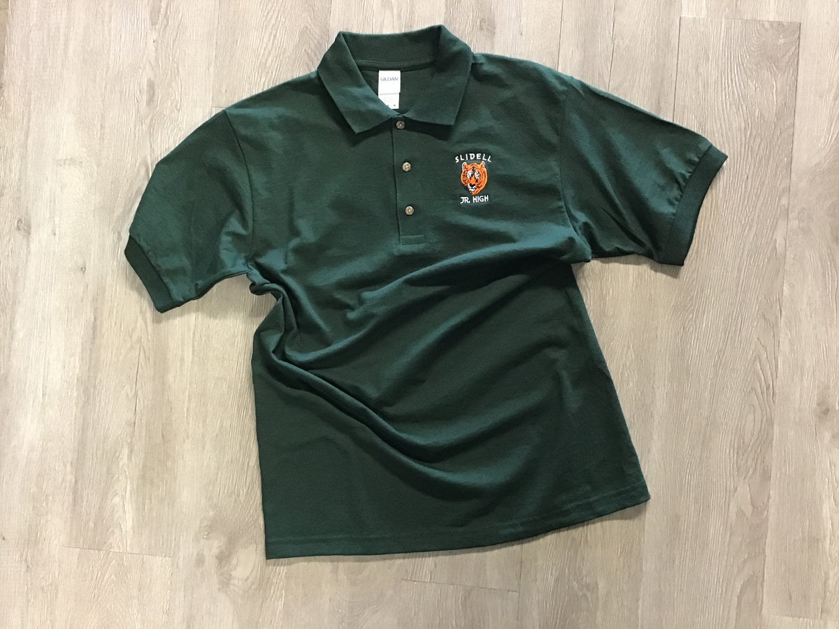 Slidell Jr High Dark Green 50/50 Jersey Knit Polo – The Logo Store ...