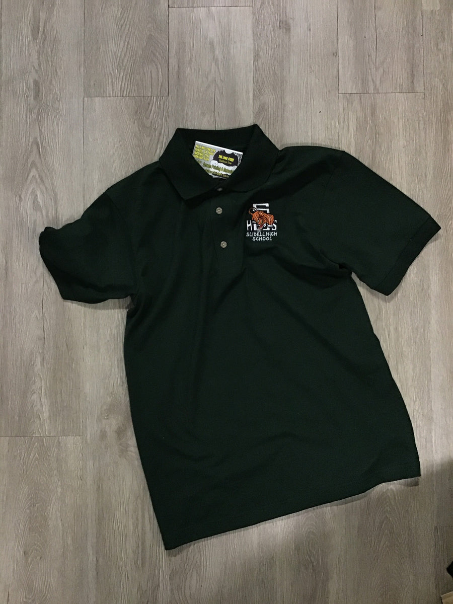 Slidell High Dark Green Jersey Knit Polo – The Logo Store | Slidell